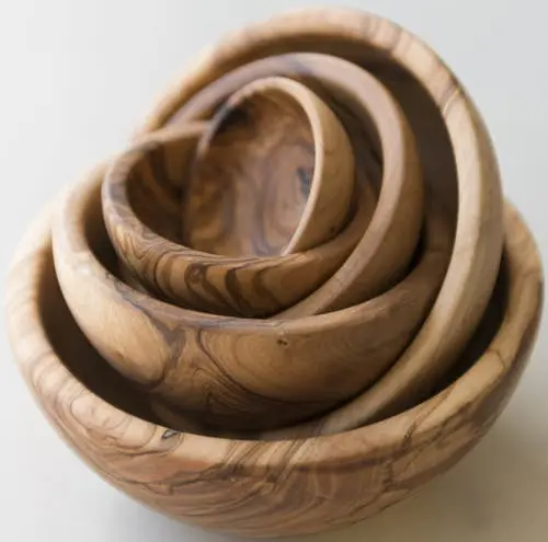 BE HOME Wood Nesting Bowlsset Of 6