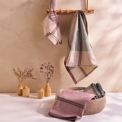 BE HOME Lula Kitchen Towelset Of 3 - Moss