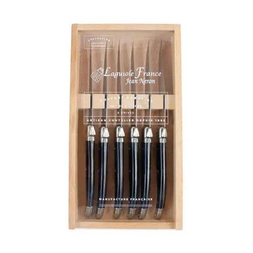 BE HOME Laguiole 6 Piece Steak Knife Set - Black