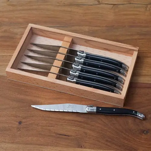 BE HOME Laguiole 6 Piece Steak Knife Set - Black