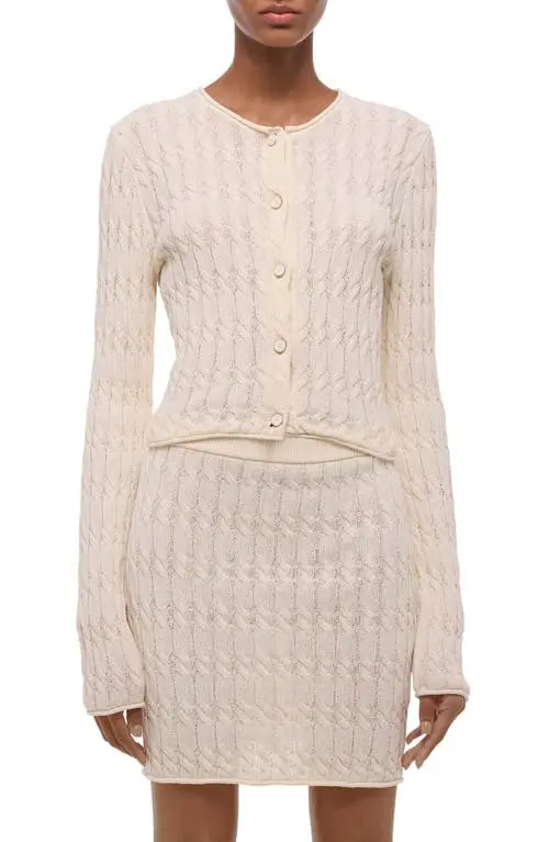 Helmut Lang Cable Stitch Crop Cardigan - Ivory