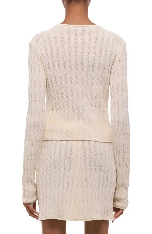 Helmut Lang Cable Stitch Crop Cardigan - Ivory