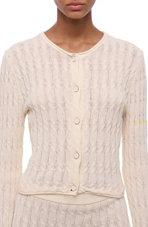 Helmut Lang Cable Stitch Crop Cardigan - Ivory
