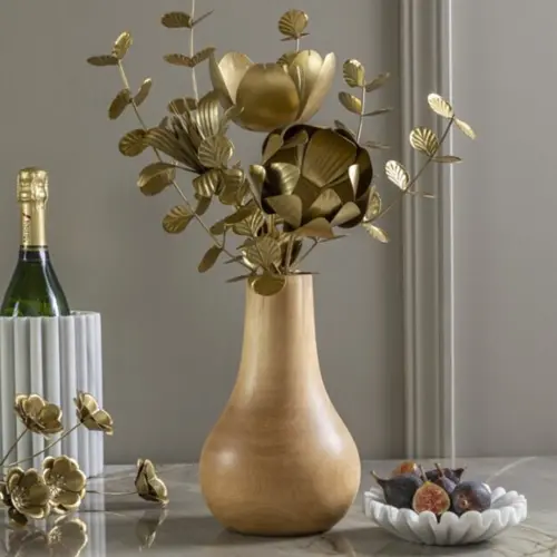 BE HOME Wood Bulb Vase