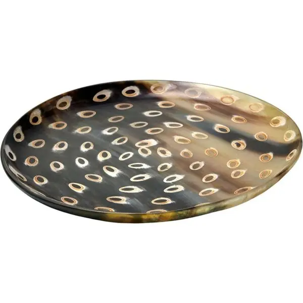 BE HOME Horn Side Peacock Plate - Brown