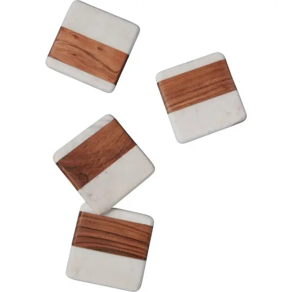BE HOME Pavia Square Coastersset Of 4 - Marble