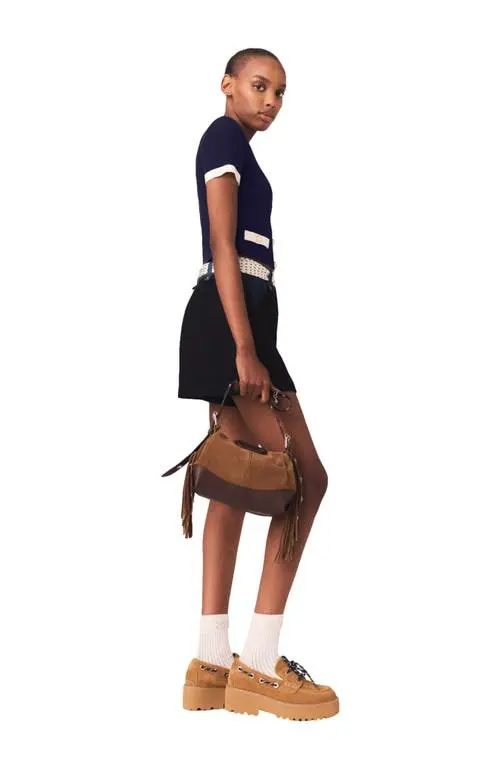 Maje Contrasting Cropped Cardigan