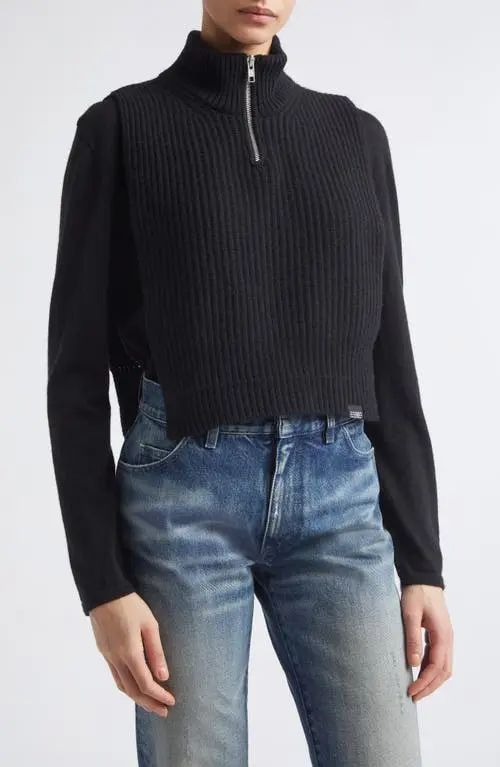 MAISON MARGIELA Wool Blend Poncho - Black