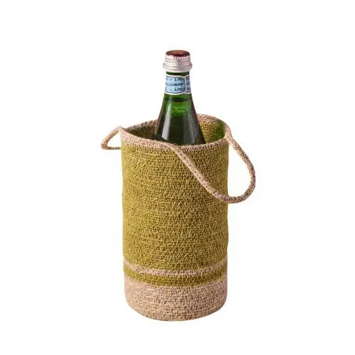 BE HOME Hydra Woven Seagrass Bottle Holder - Chartreuse