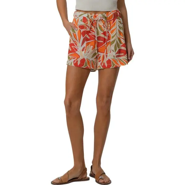Kut From The Kloth Katana High Waist Drawstring Shorts - Red/orange