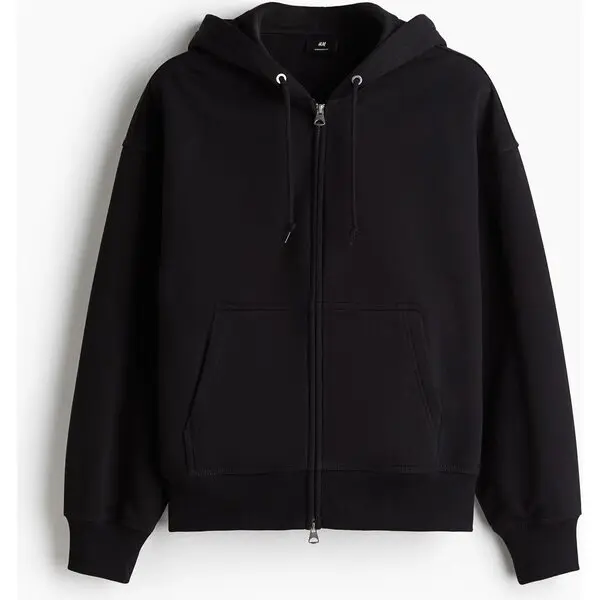 H&m Oversized Fit Zip-through Hoodie - Black