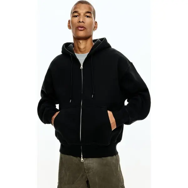 H&m Oversized Fit Zip-through Hoodie - Black