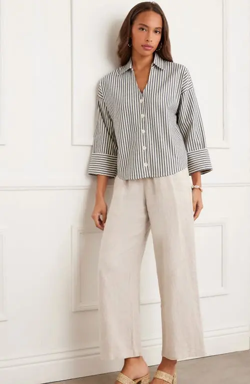 Karen Kane Wide Leg Linen Pants With Drawstring Waist