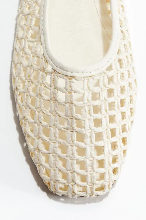 H&m Woven Square Toe Ballet Flats - Cream