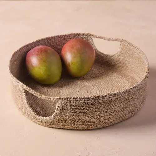 BE HOME Hydra Woven Seagrass Tray - Grey