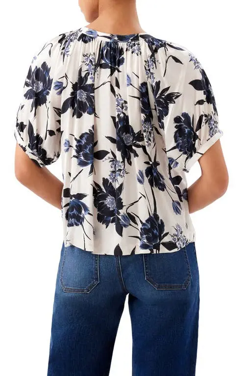 Karen Kane Floral Blouse With Puff Sleeves