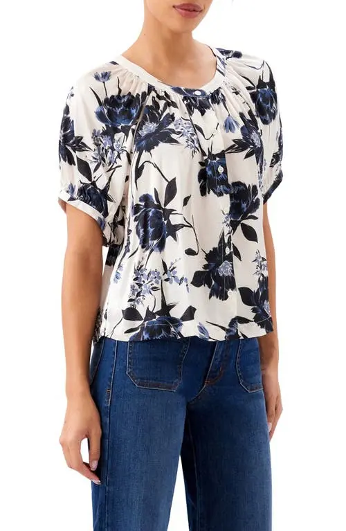 Karen Kane Floral Blouse With Puff Sleeves