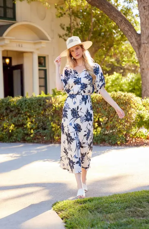 Karen Kane Floral Blouse With Puff Sleeves