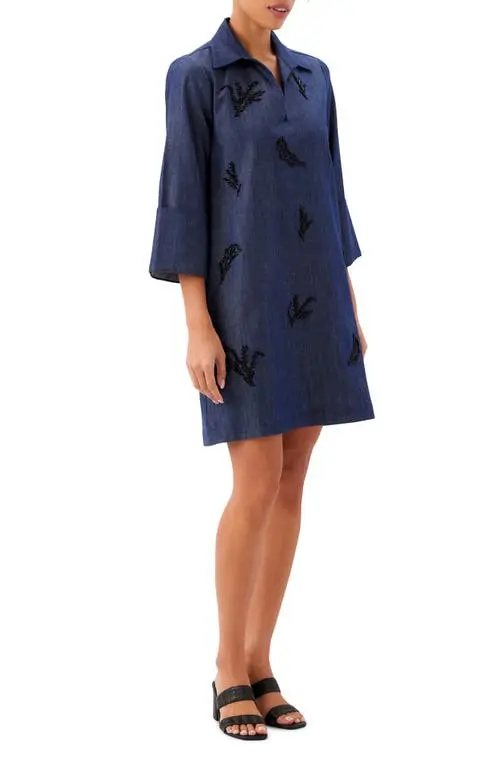 Karen Kane Cuffed Sleeve Embellished Shirtdress