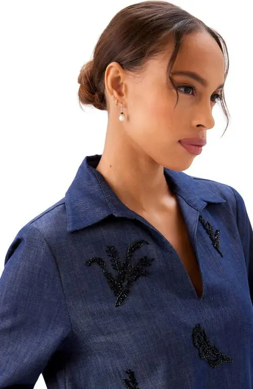 Karen Kane Cuffed Sleeve Embellished Shirtdress