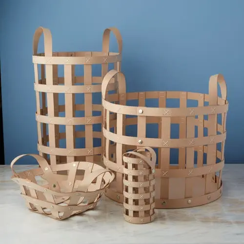 BE HOME Pali Recycled Leather Everything Basket