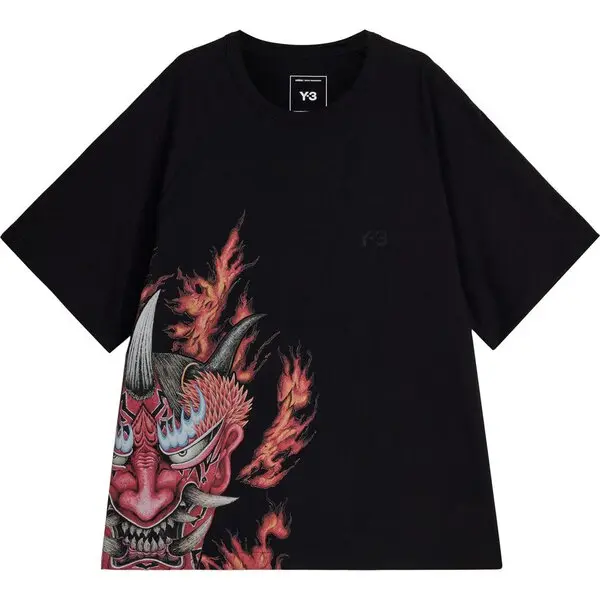 Y3 Loose Fit Cotton Graphic T-shirt - Black