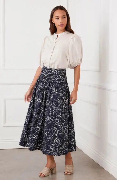 Karen Kane Puff Sleeve Linen Button-up Top