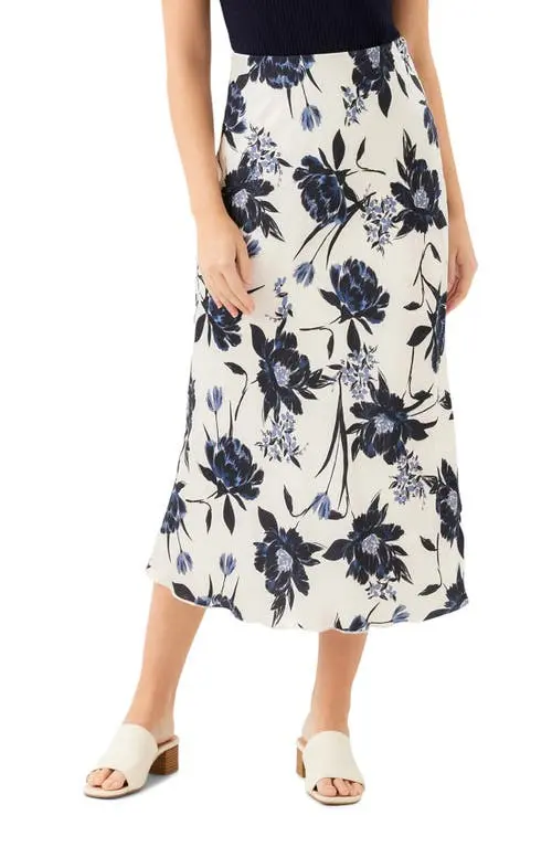 Karen Kane Floral Bias Cut Satin Midi Skirt - Print
