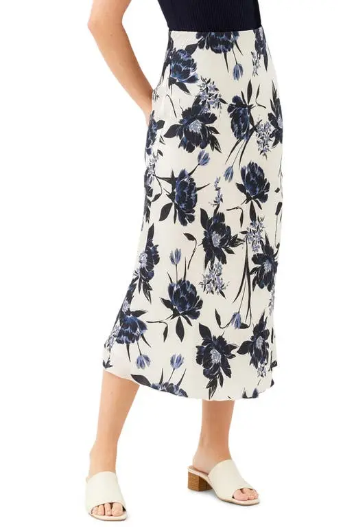 Karen Kane Floral Bias Cut Satin Midi Skirt