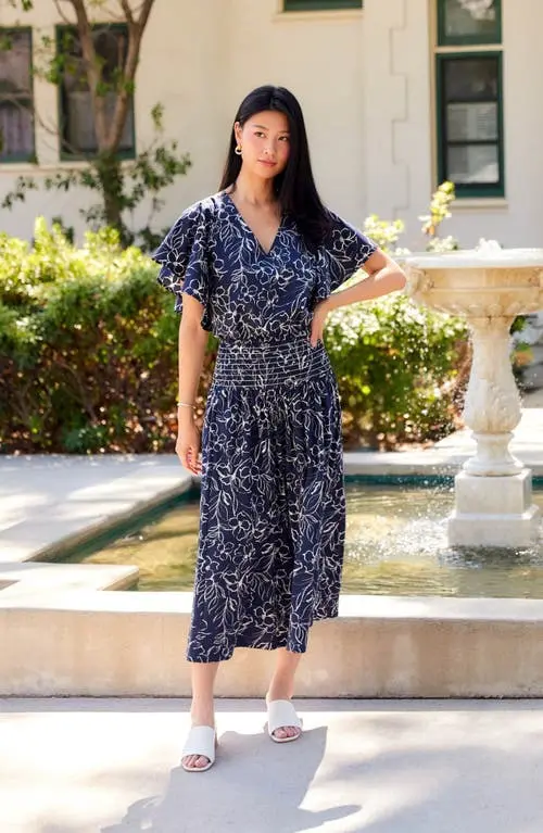 Karen Kane Flutter Sleeve V-neck Cotton Top