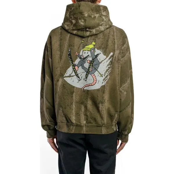 VARDAGEN Slalom Possum Drip Dye Heavyweight Hoodie - Olive