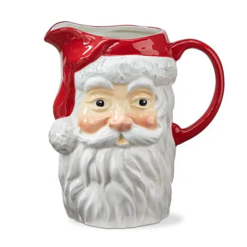10003091 Vintage Santa Ceramic Beverage Pitcher Christmas Server