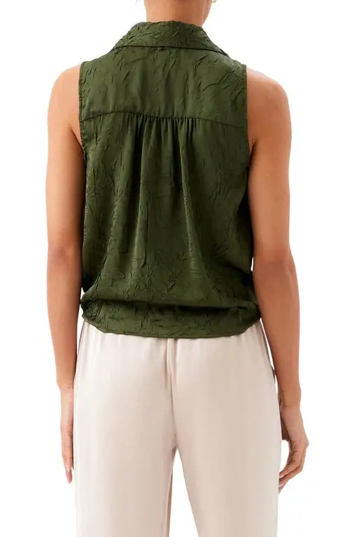 Karen Kane Sleeveless Tie Front Crushed Satin Top