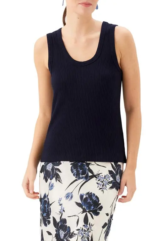 Karen Kane Scoop Neck Rib Tank - Navy