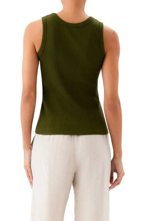 Karen Kane Scoop Neck Rib Tank - Olive