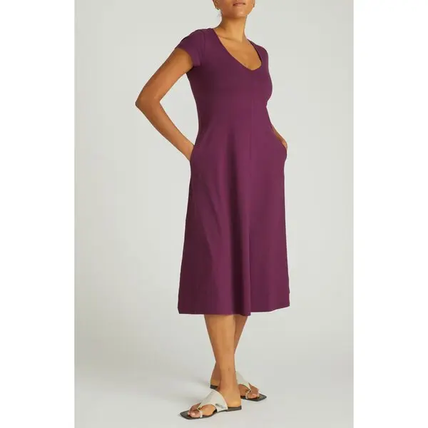 Universal Standard Danna Jersey V-neck Midi Dress - Gamay