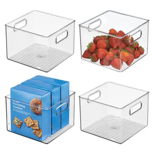 81029350 Idesign Pantry Storage Bin With Handles For Kitchen Cabinets Or Fridgeset Of 4 - Clear
