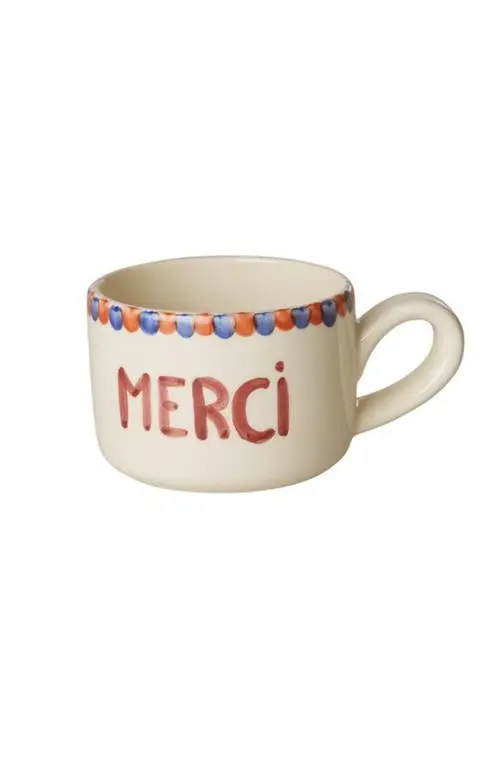 RICE BY RICE Ceramic Cappuccino Cup Hand Painted Merci