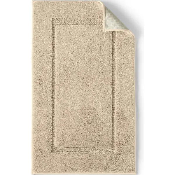 LANDS' END Cotton Non-skid Contour Bath Rug - Dark Sand
