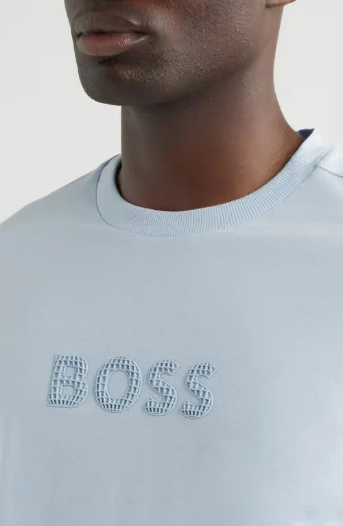 BOSS Terrace Logo Cotton Graphic T-shirt - Open Blue