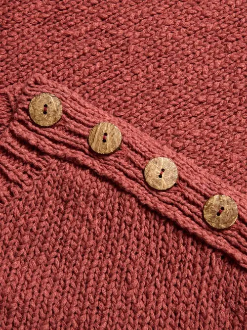 CELTIC & CO. Slub Knit Button Detail Sweater - Clay