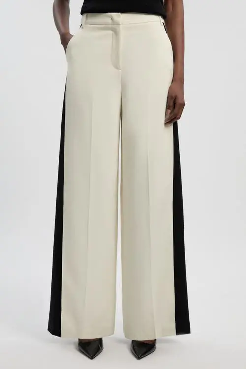 Karen Millen Contrast Wide Leg Trousers - Mono