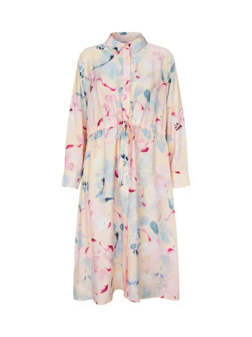MASAI COPENHAGEN Manova Floral Print Midi Shirt Dress