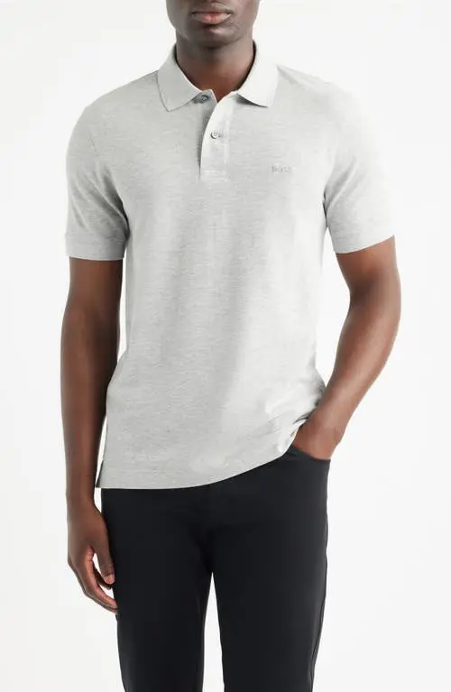 BOSS Pallas Cotton Piqué Polo - Open Grey