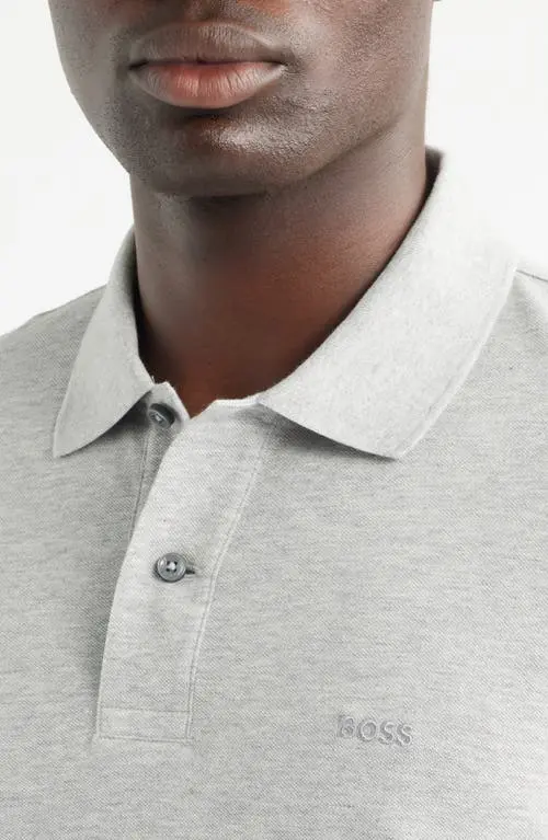 BOSS Pallas Cotton Piqué Polo - Open Grey