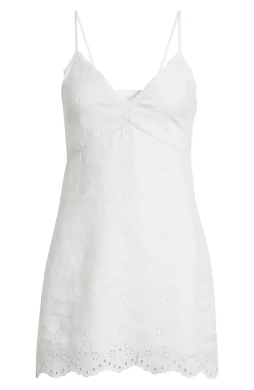 LoveShackFancy Becklyn Eyelet Linen Minidress - Optic White