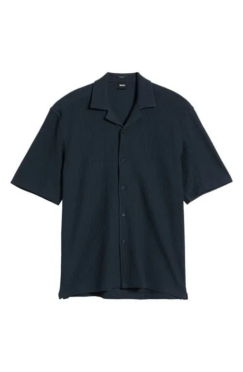 BOSS Lars Relaxed Fit Camp Shirt - Dark Blue