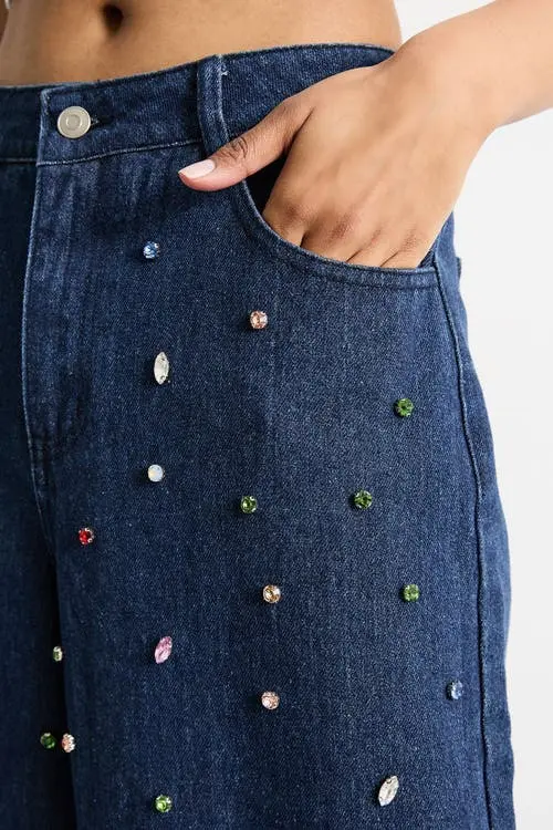 WAREHOUSE Embellished Wide Leg Jeans