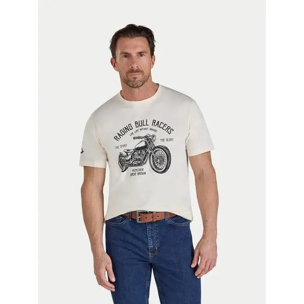 RAGING BULL Rb Racers Printed T-shirt - Cream