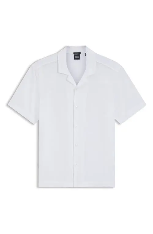 BOSS Powell Linen & Cotton Camp Shirt - Wht